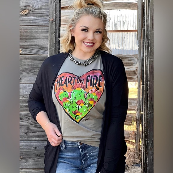 Texas True Threads | Tops | Texas True Threads Heart On Fire Tee | Poshmark